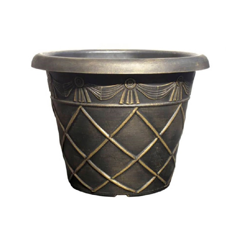 35cm Tuscany Roman Round Planter - Black Bronze — Plant Pots Direct